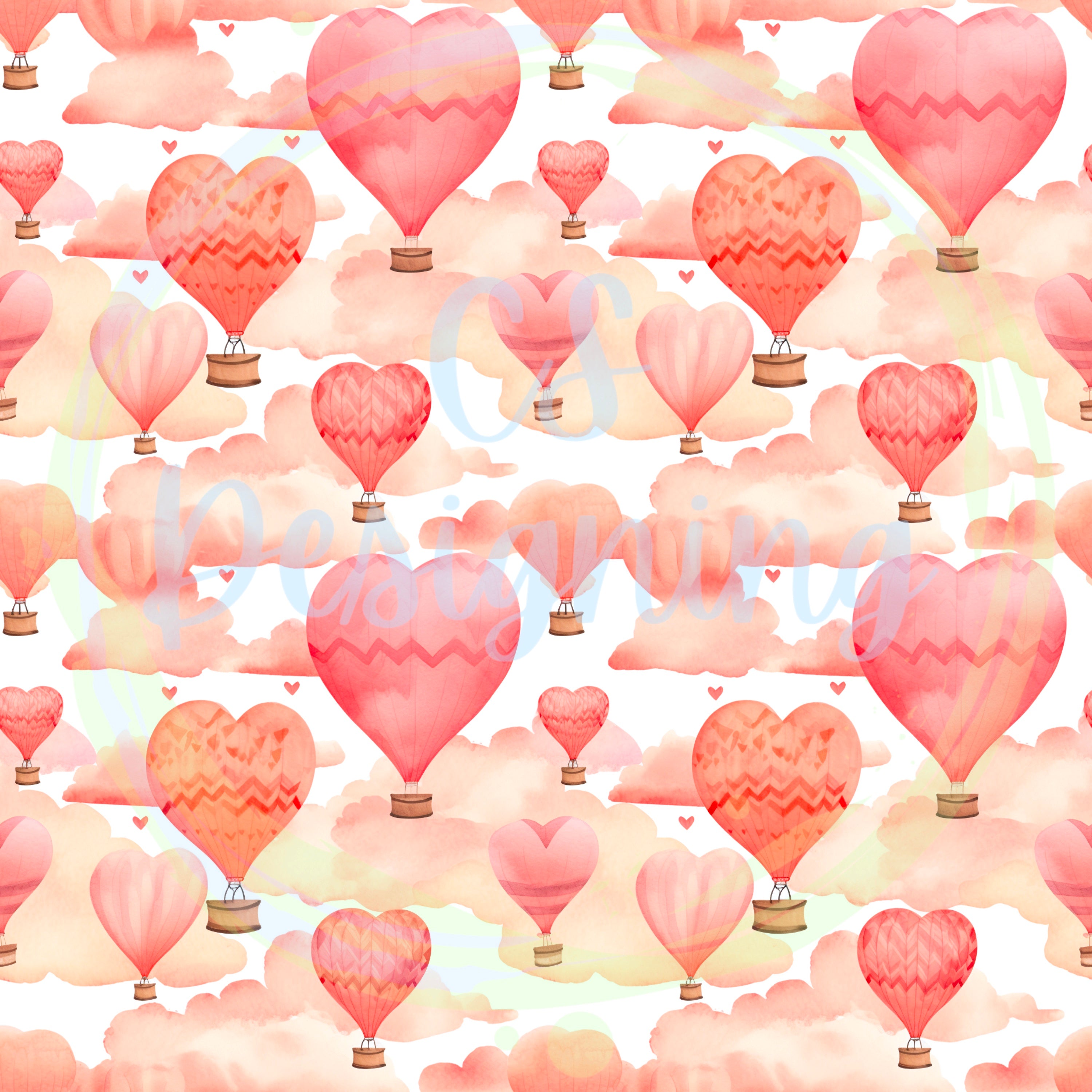 Valentines hot air balloons seamless pattern – Csdesigning18