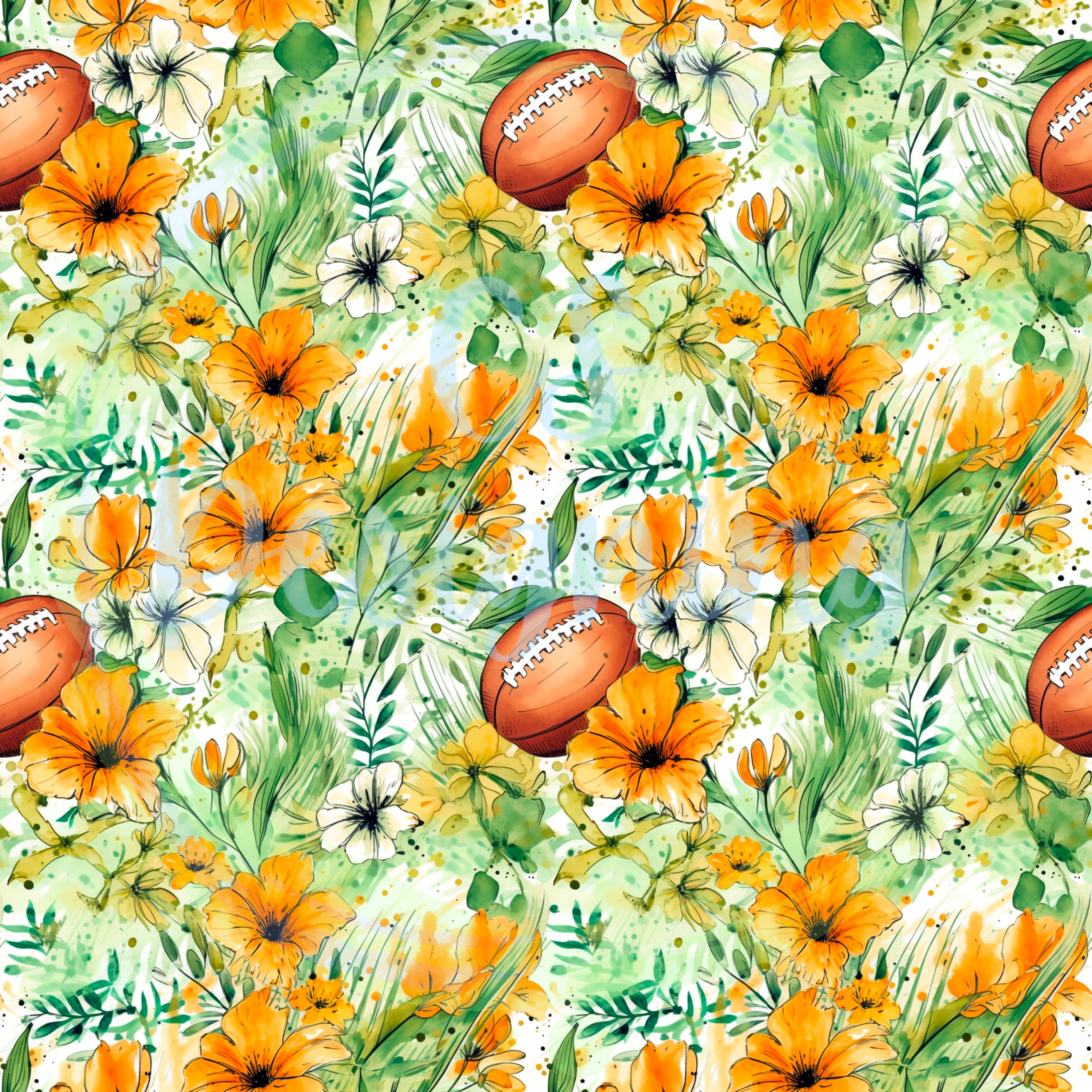 Football floral seamless pattern – Csdesigning18